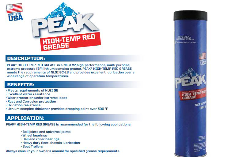 Grasa alta temperatura PEAK en balde 15,8 kg | IndustryStore.com.ar